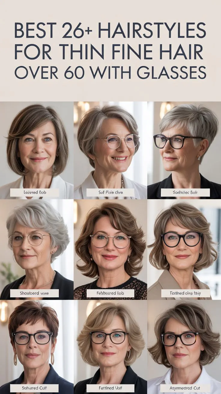 Best 26+ Hairstyles for Thin Fine Hair Over 60 with Glasses ...