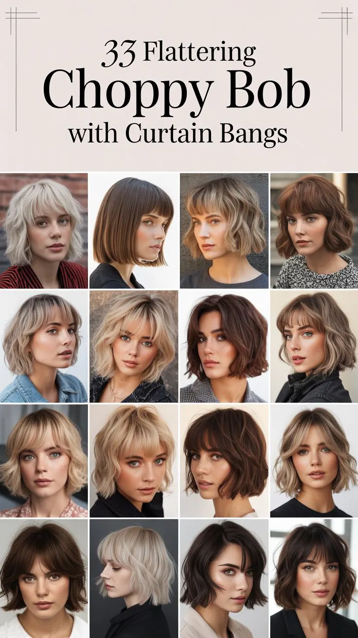 33 Flattering Choppy Bob with Curtain Bangs - EverydayGlowVibes